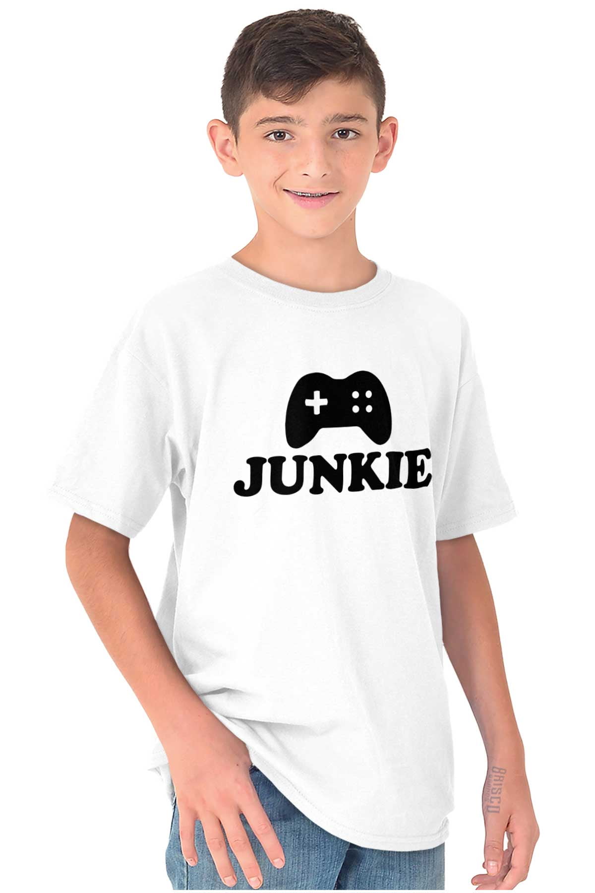 Video Game Junkie Gamer Nerdy Gaming Crewneck T Shirts Boy Girl Teen ...
