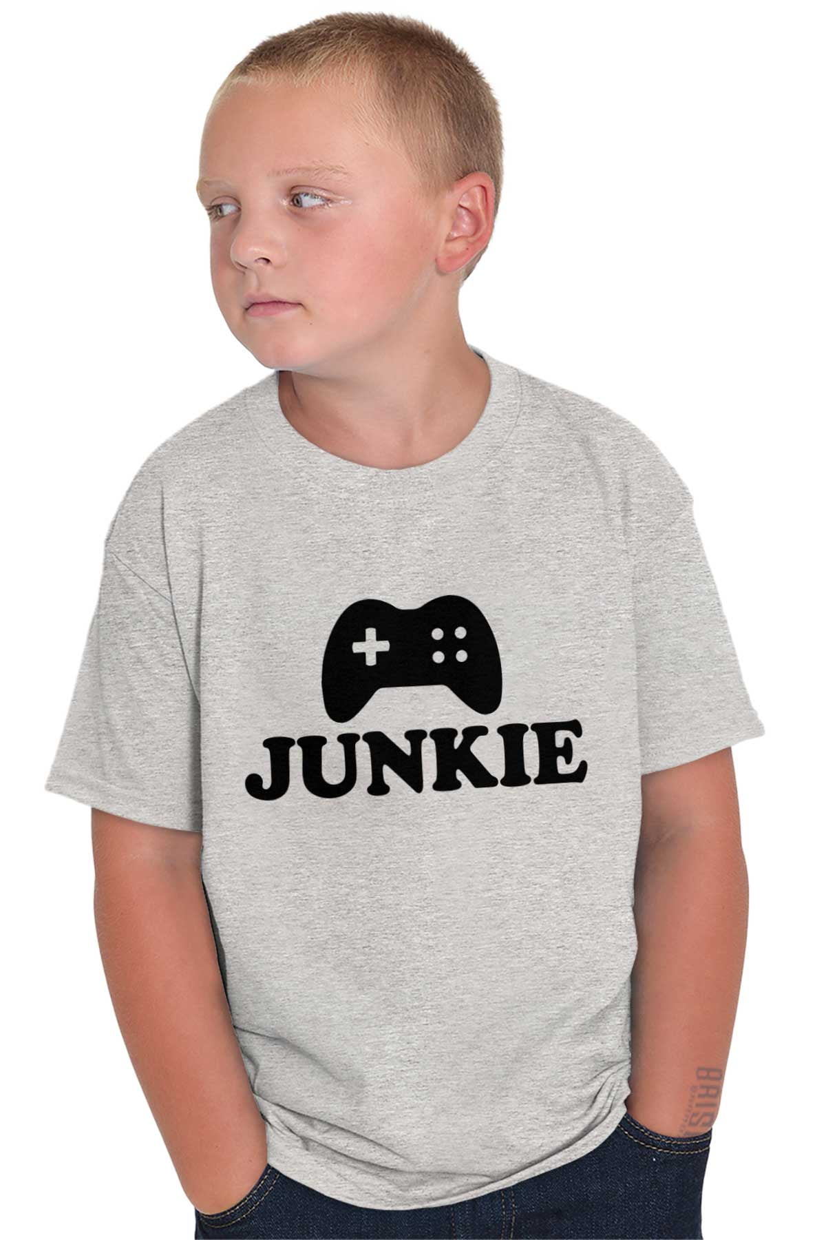 Video Game Junkie Gamer Nerdy Gaming Crewneck T Shirts Boy Girl Teen ...