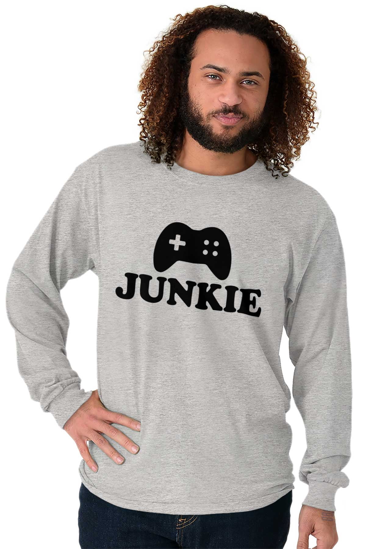 Video Game Junkie Gamer Nerdy Gaming Plus Size Long Sleeve Graphic Tee ...