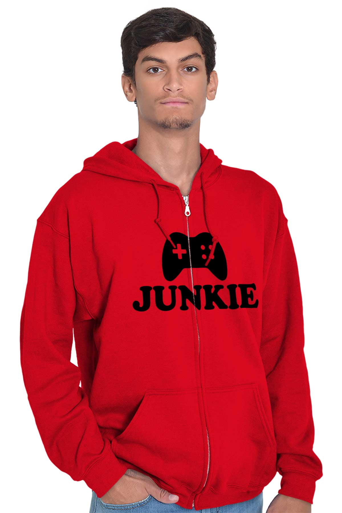 Video Game Junkie Gamer Nerdy Gaming Unisex Plus Size Zip Hoodie Brisco ...