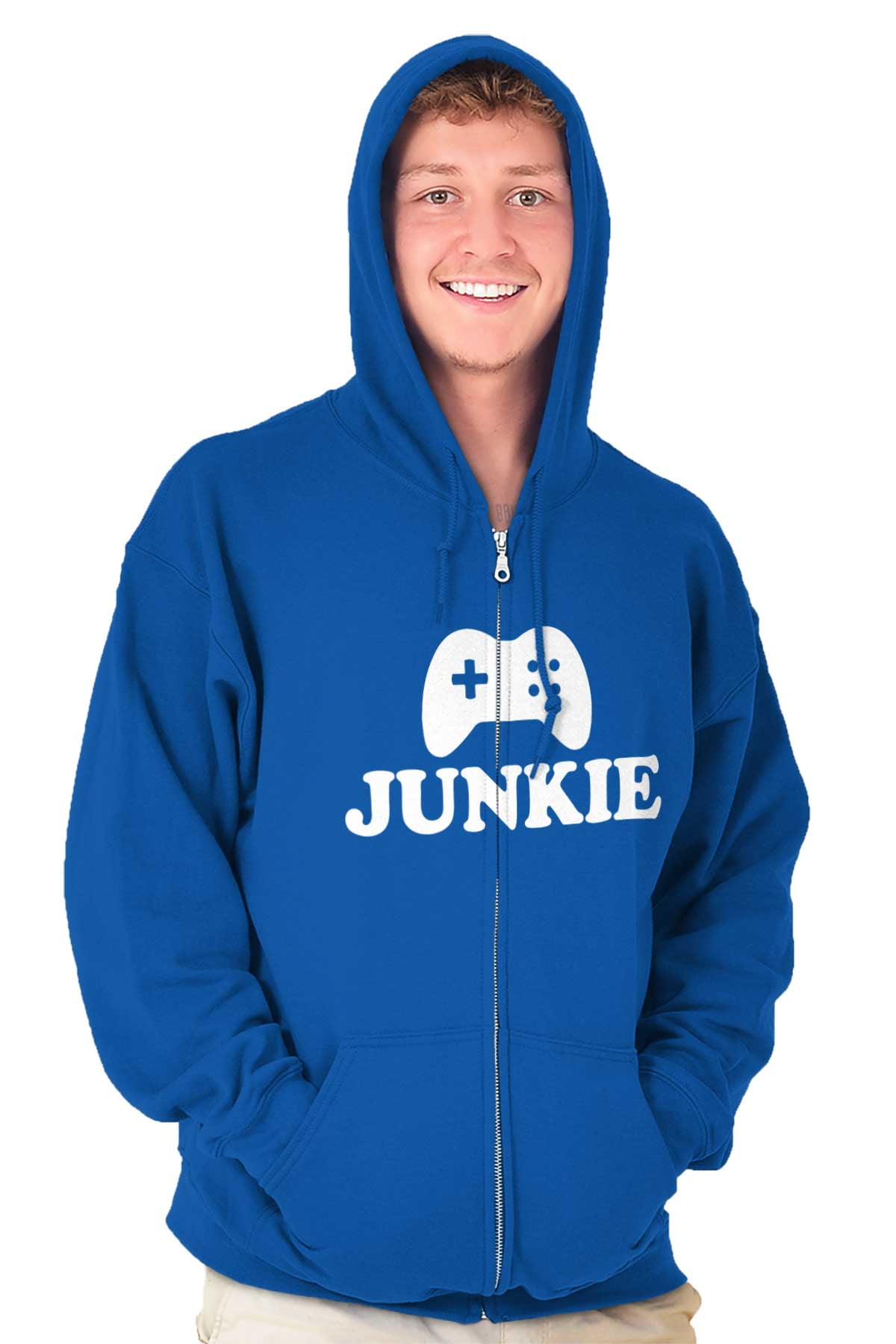 Video Game Junkie Gamer Nerdy Gaming Unisex Plus Size Zip Hoodie Brisco ...