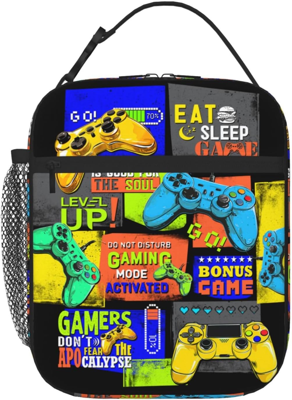 Video Game Lunch Box Gamepad Lunch Bag Reusable Cool Gamer Slogan Game ...