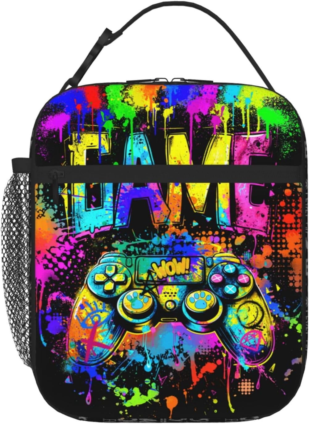 Video Game Lunch Box Gamepad Lunch Bag Reusable Cool Gamer Slogan Game ...