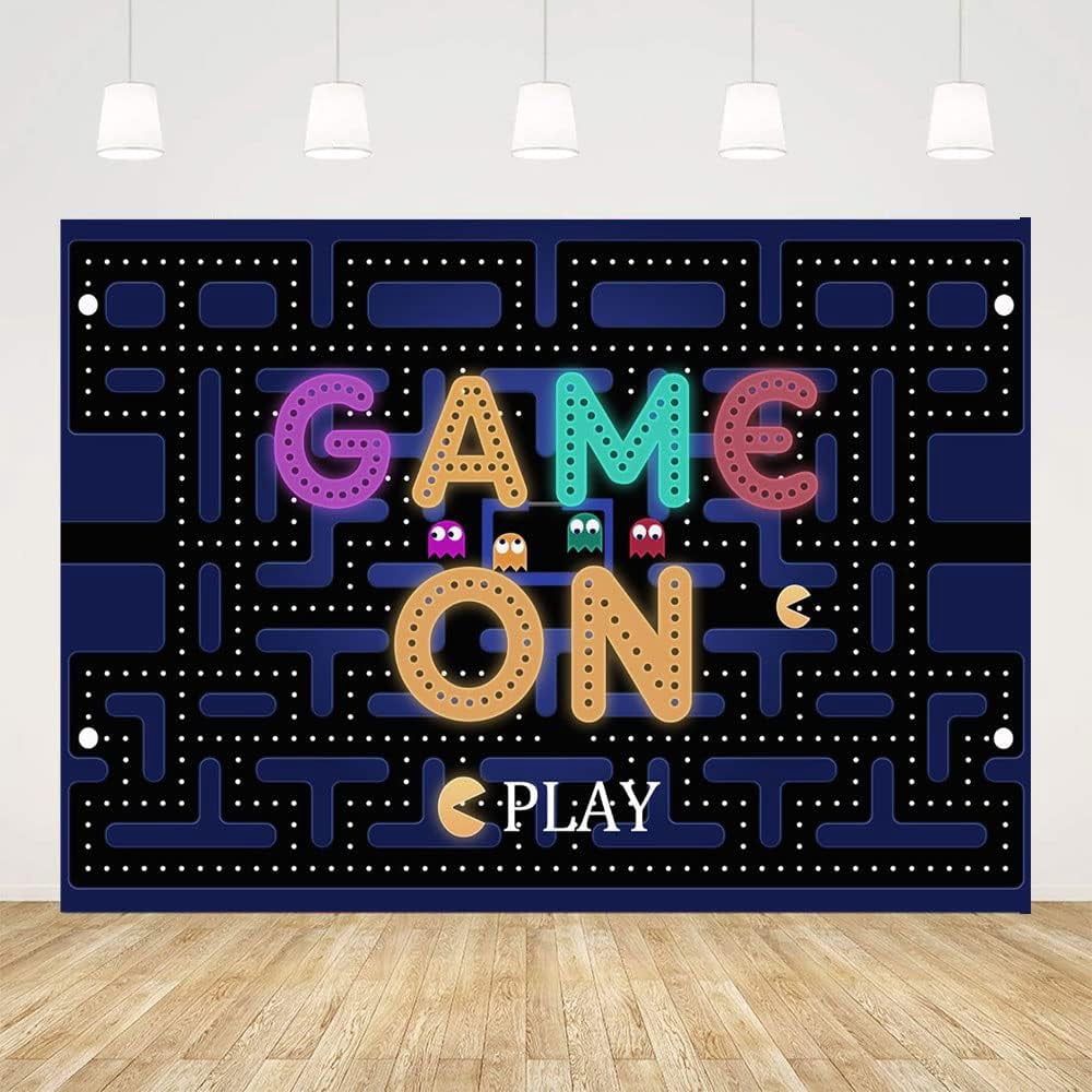 Video Game On Backdrop Girls Boys Maze Photography Background Colorful ...