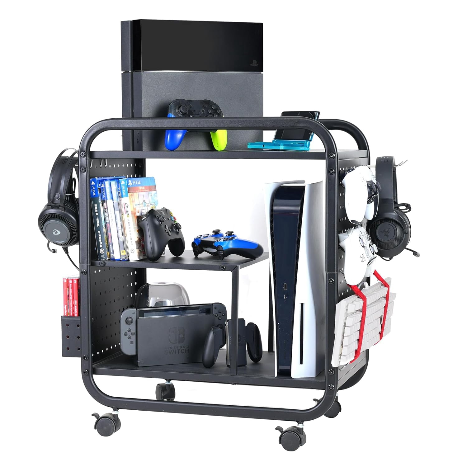 Video Game Organizer, Rolling Storage Rack for Xbox/Switch/PS4/PS5 ...