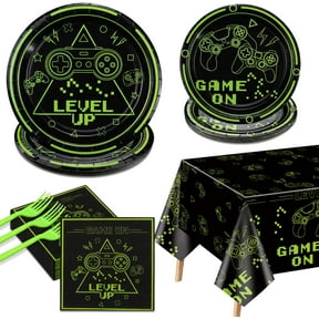 InBoxxarty Video Game Party Supplies, 128pcs Gamer Birthday Tableware ...
