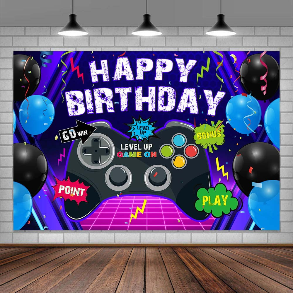 Video Game Party Decorations Backdrop Happy Birthday Background Game on ...