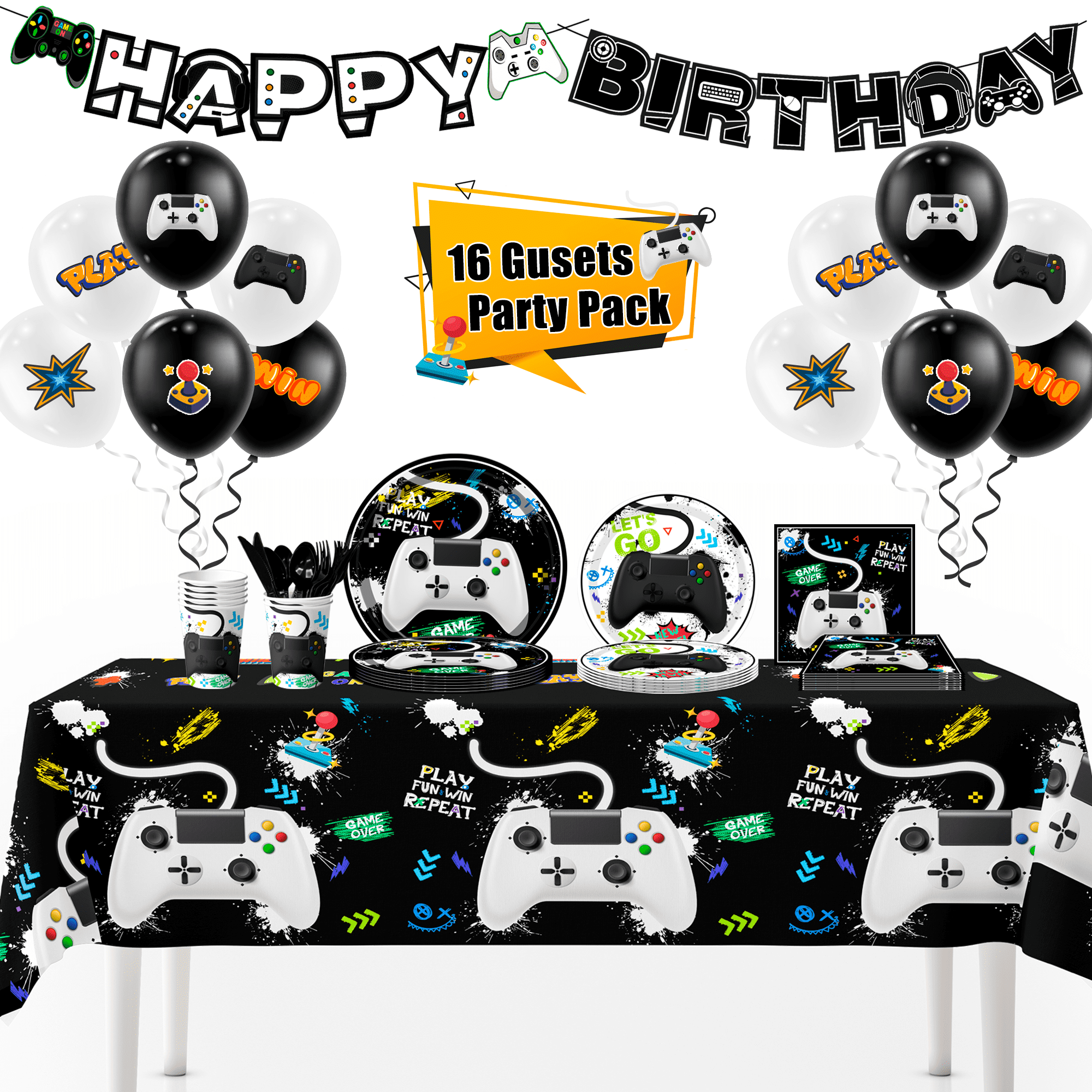 Video Game Party Decorations for Boys,140pcs Gamer Birthday Decorations ...