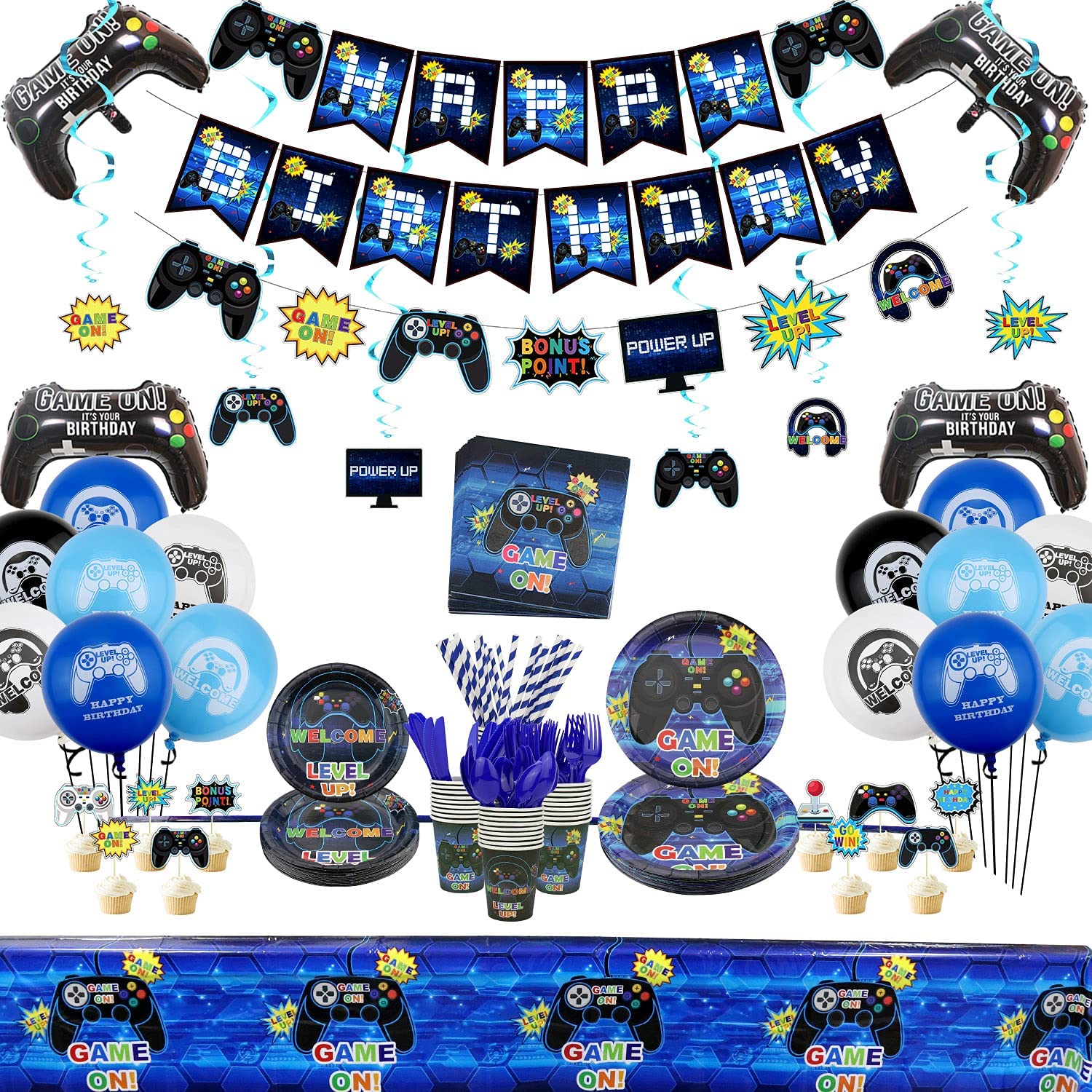 Video Game Party Supplies, Gaming Themed Birthday Party Decor for Boys ...