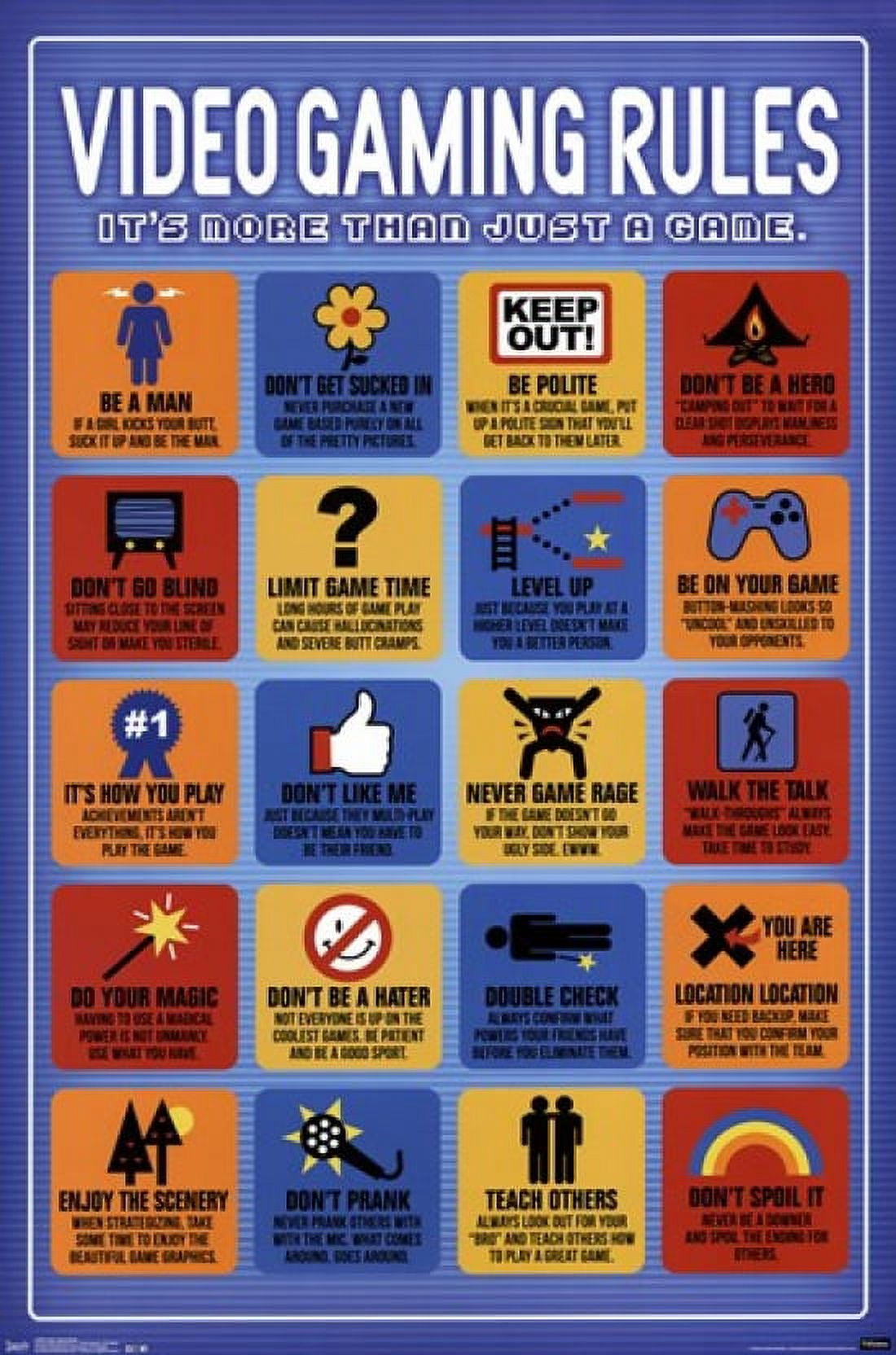 Video Game Rules Poster Print (22 x 34) - Walmart.com