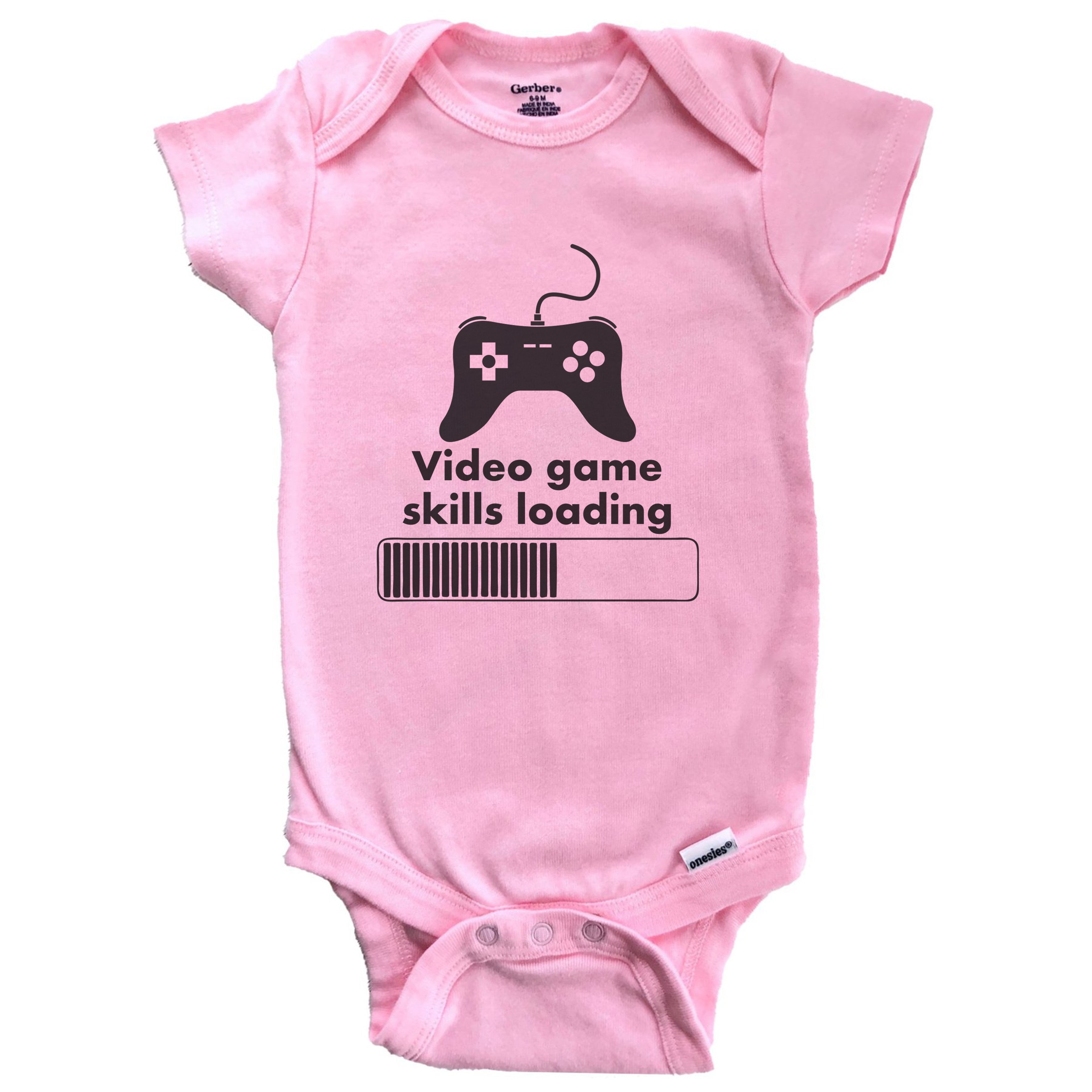 Video Game Skills Loading Funny Video Games Gaming Baby Bodysuit (Pink ...