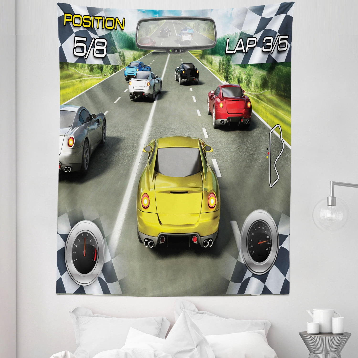 Video Game Tapestry, Car Racing Speedyspired Illustration Need for ...