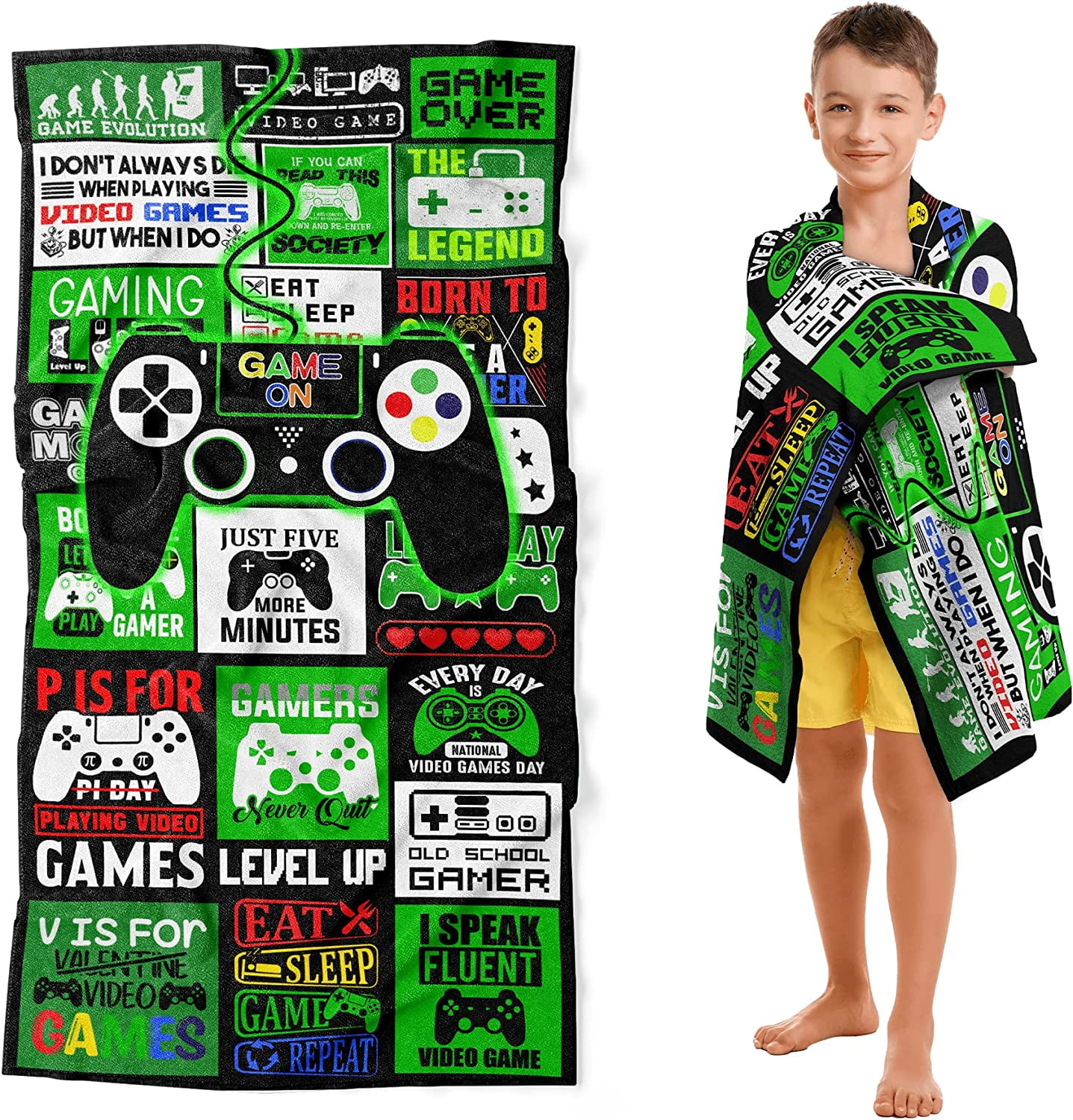 Video Game Towel for Boys Girls 30" x 60" Microfiber Video Game Beach ...