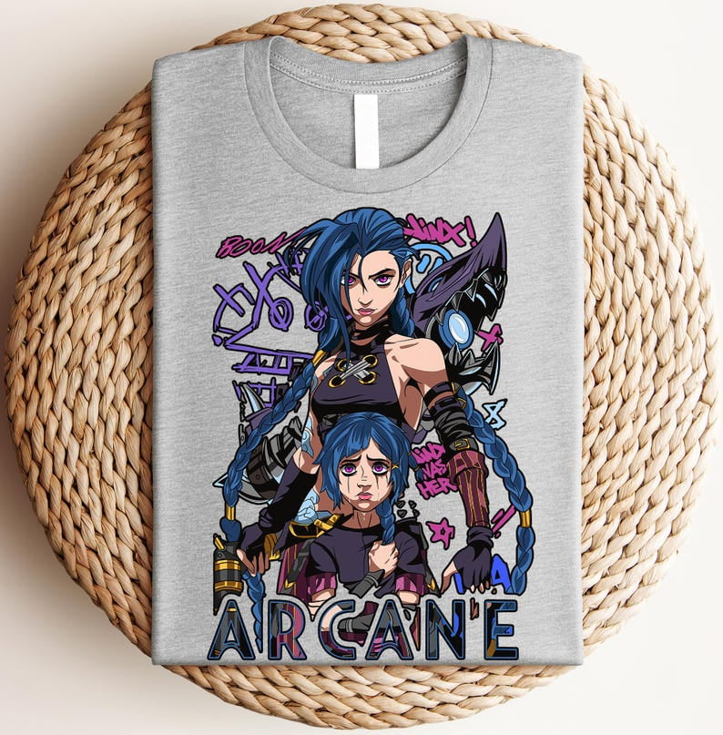 Video Game Unisex Tshirt, Jinx LOL Arcane Vi Anime Graphic Tee Gift For ...
