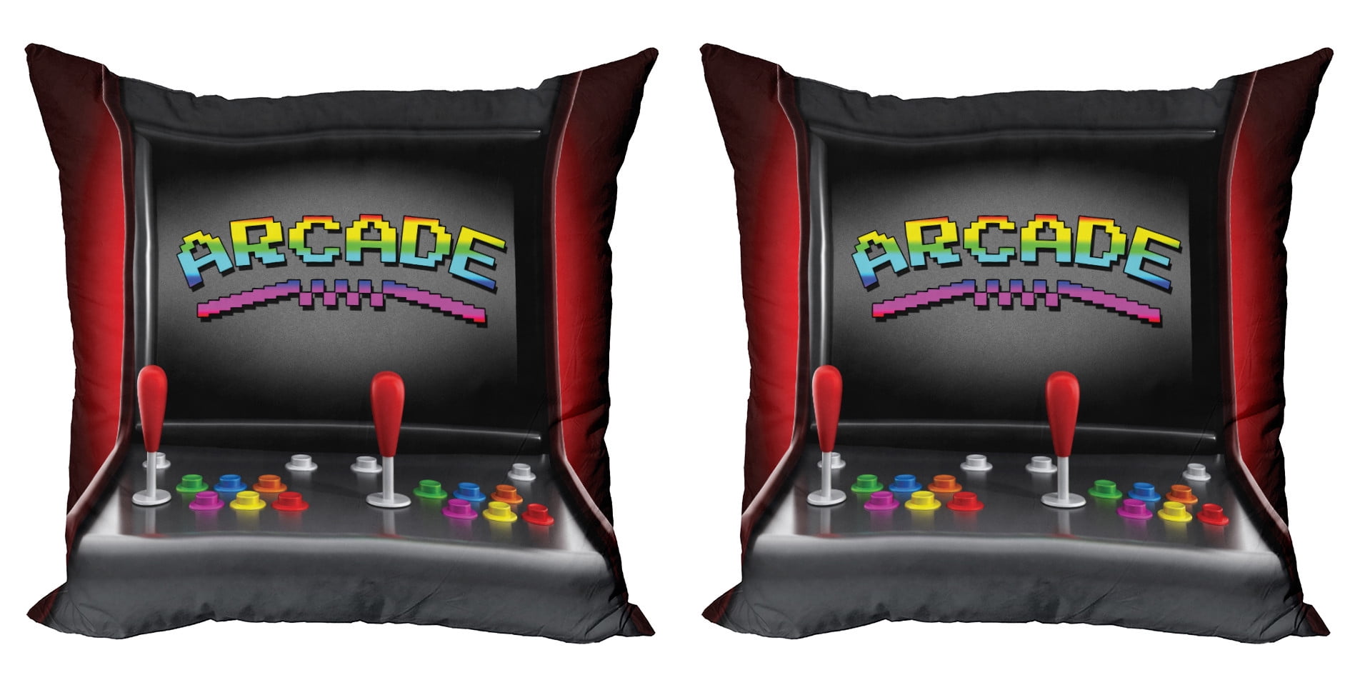 Ambesonne Video Games Throw Pillow Cover 2 Pack, Arcade Retro Fun, 16 ...