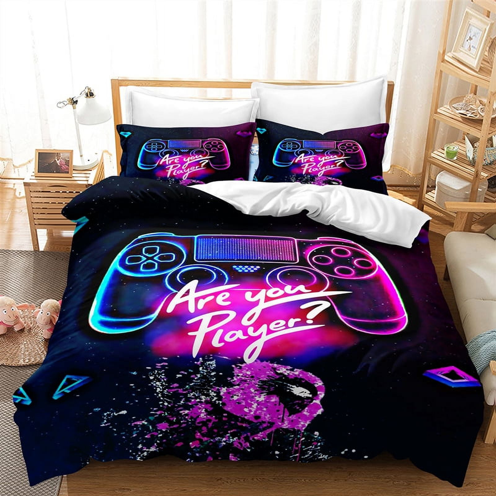 Video Games Duvet Cover Set, Modern Playstation Gaming Design Gamepad ...