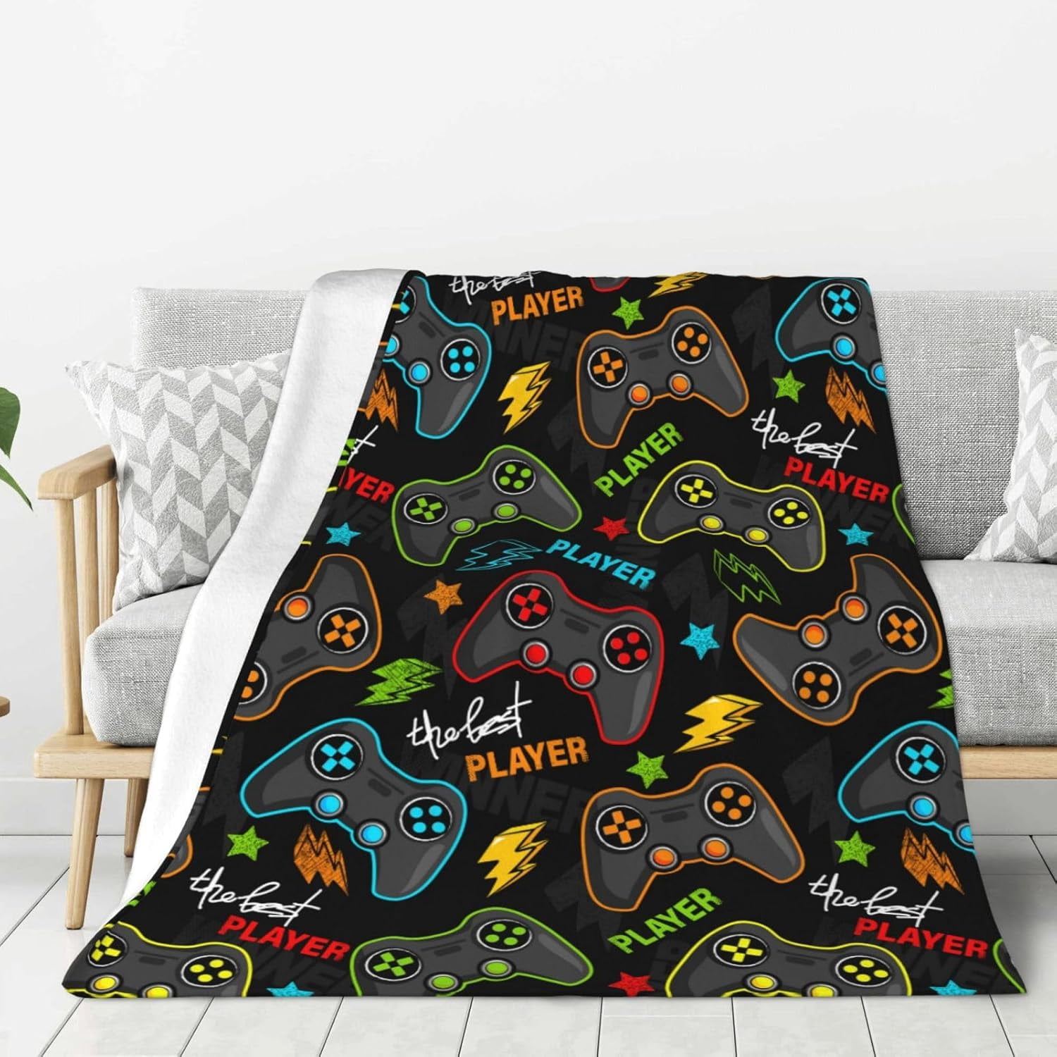 Video Games Joystick Game Fleece Throw Blanket Ultra Soft Cozy Gaming ...