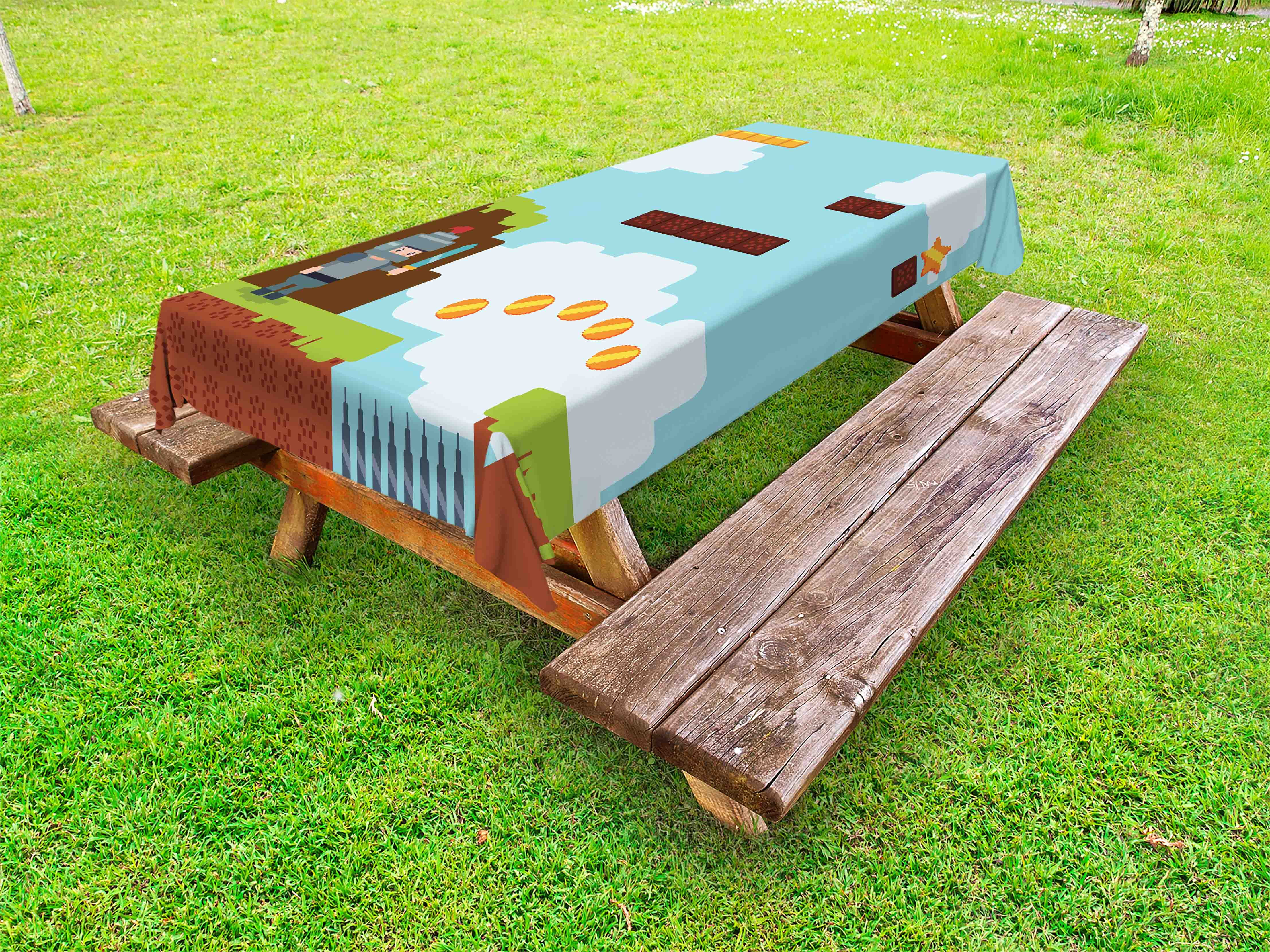 Video Games Outdoor Tablecloth, Arcade World Kids 90's Fun Theme Knight ...