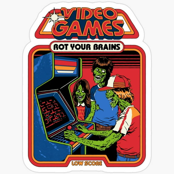Video Games Rot Your Brains Sticker Phone Decal Water Bottle Stickers ...