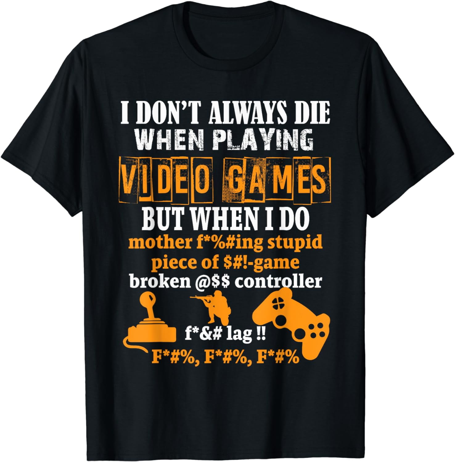 Video Games T-Shirt Funny Gamer Tee for Console Gaming Fans T-Shirt ...