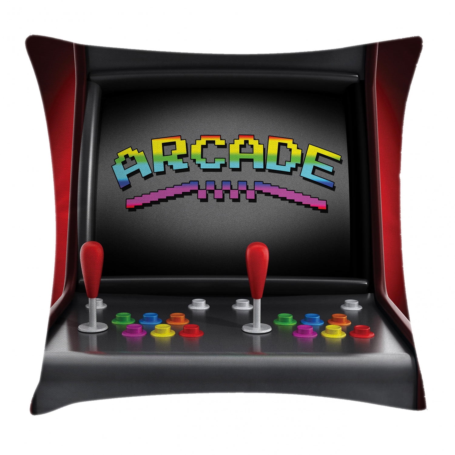 Video Games Throw Pillow Cushion Cover, Arcade Machine Retro Gaming Fun ...