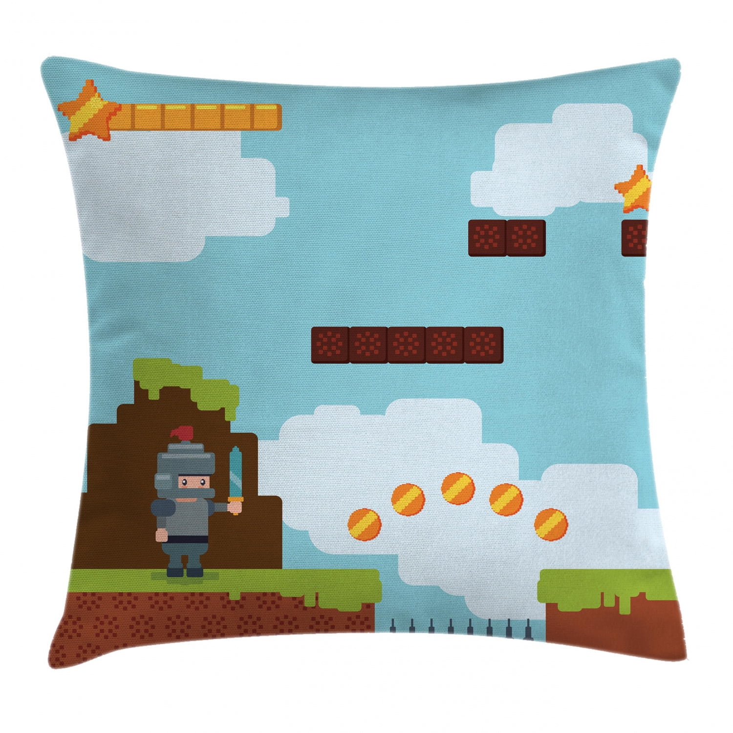 Video Games Throw Pillow Cushion Cover, Arcade World Kids 90's Fun ...