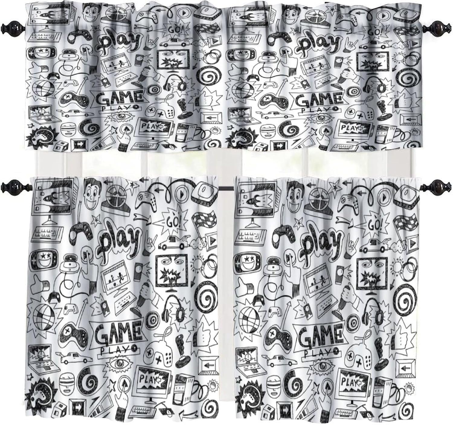 Video Games Valance Curtain Boys Sketch Gaming Racing Monitor Rod ...