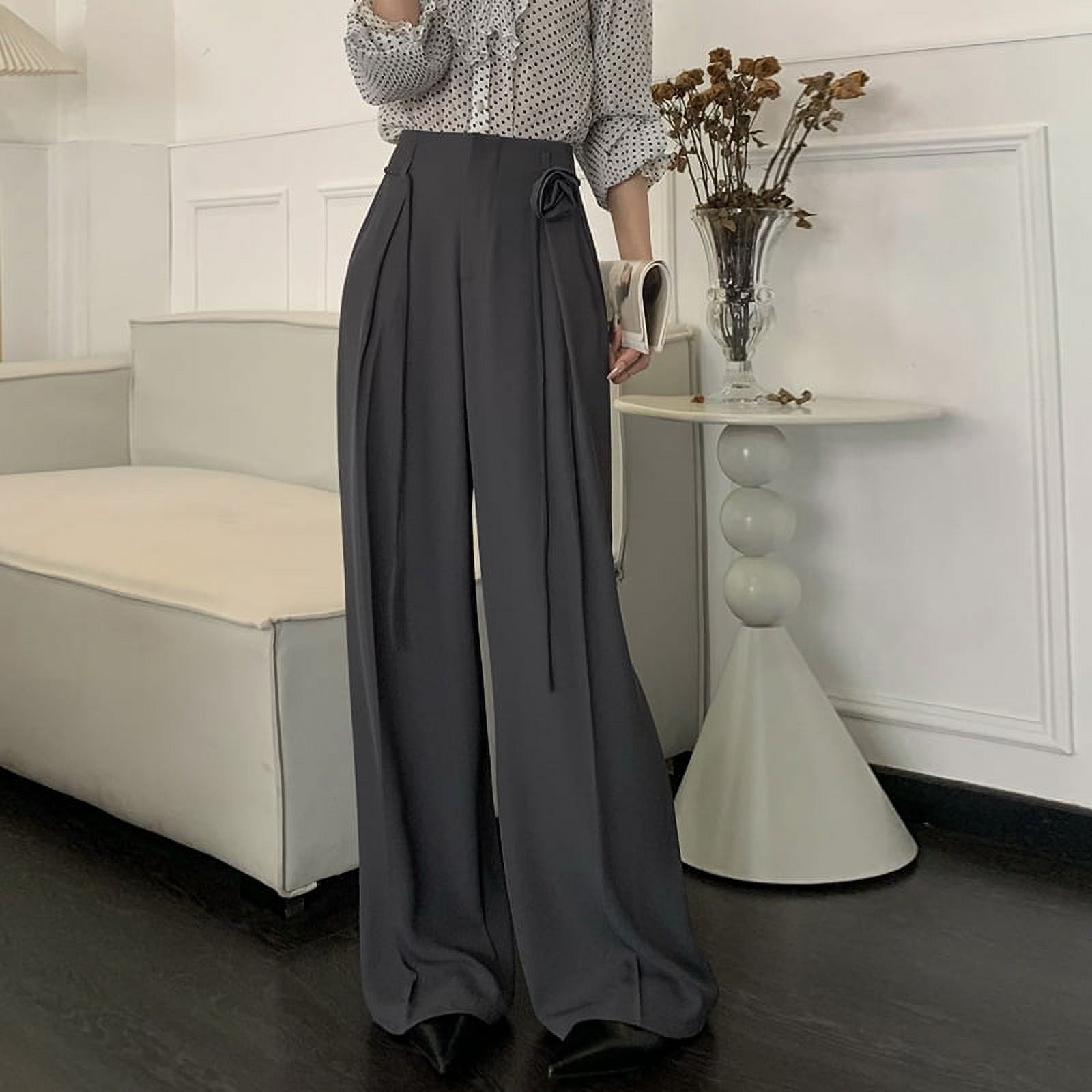 Video Real Shot High Waist Casual Suit Pants Western Style Popular Lace ...