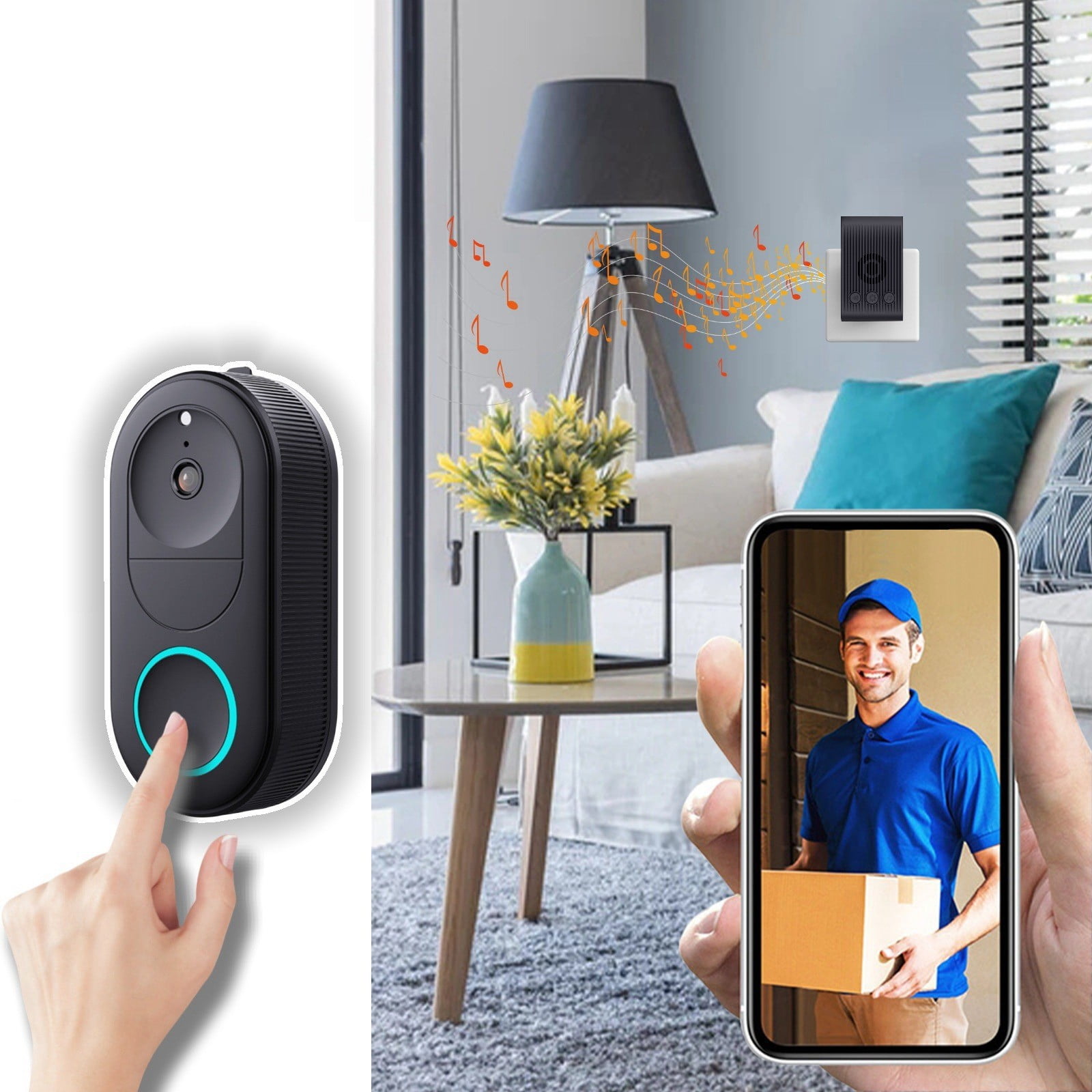 Video Ring Doorbell,Ring Wired Doorbell,Wireless Long Standby with ...