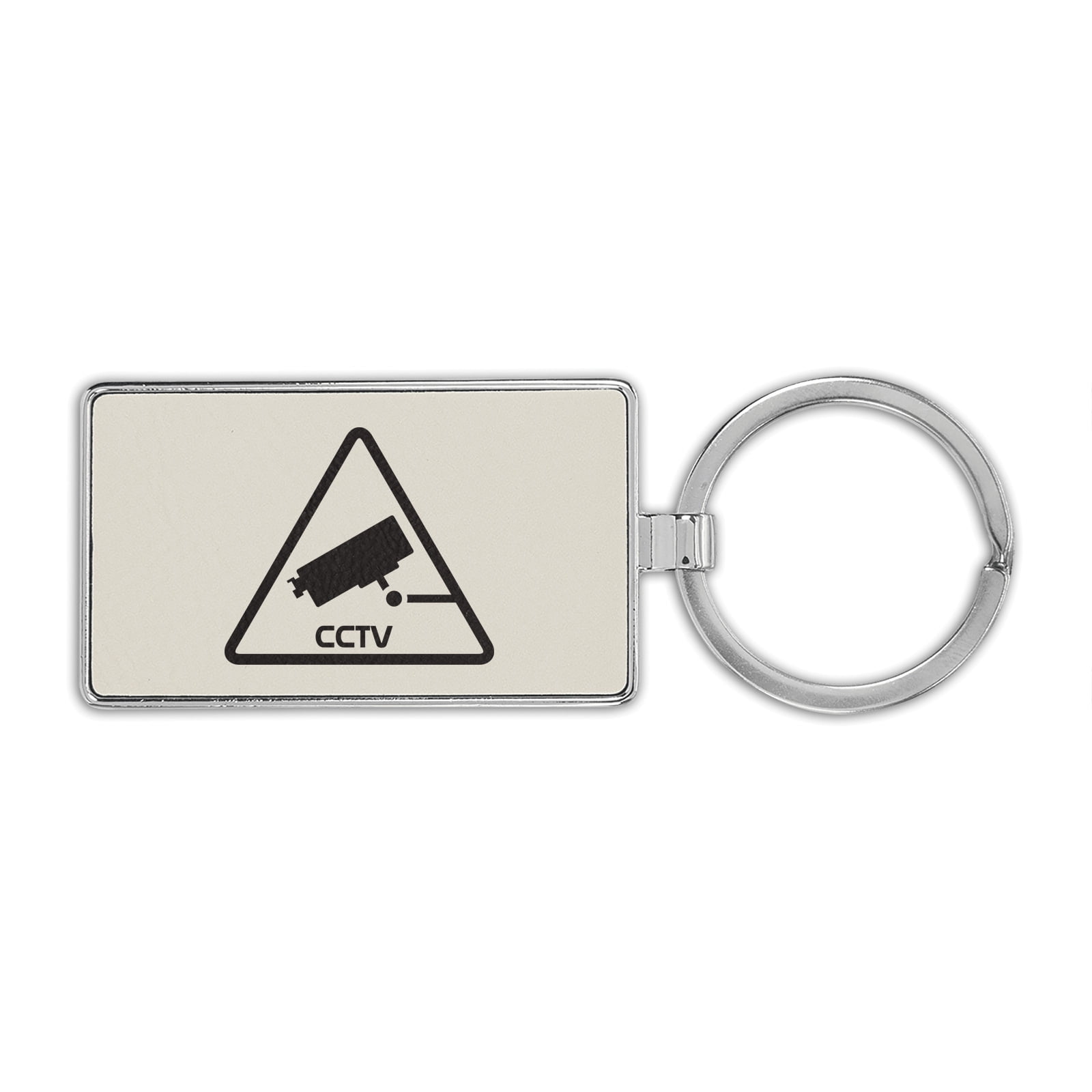 Video Surveillance CCTV Premium Leatherette Keychain warning sign ...