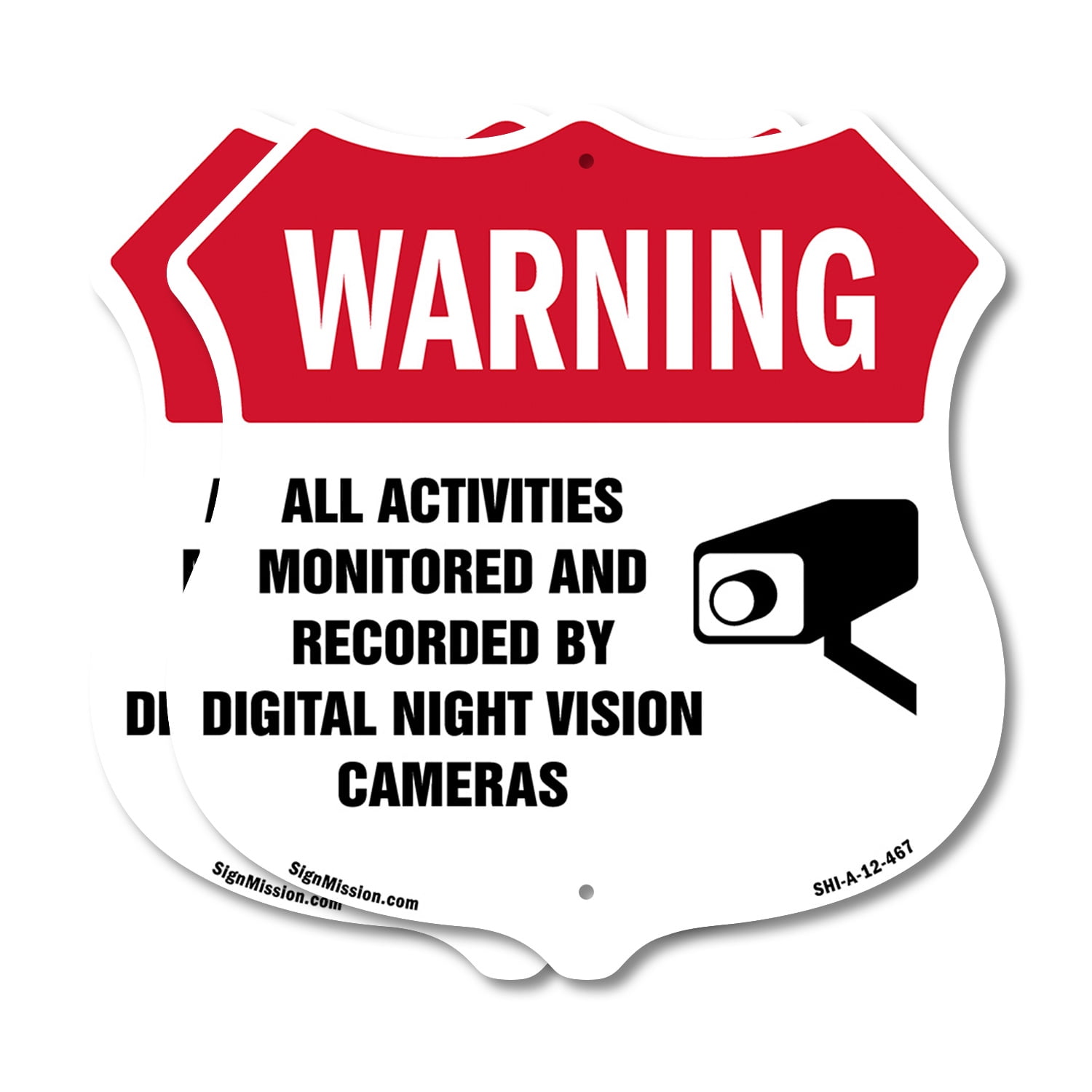 Video Surveillance Shield Label Set Warning All Activities Monitored ...