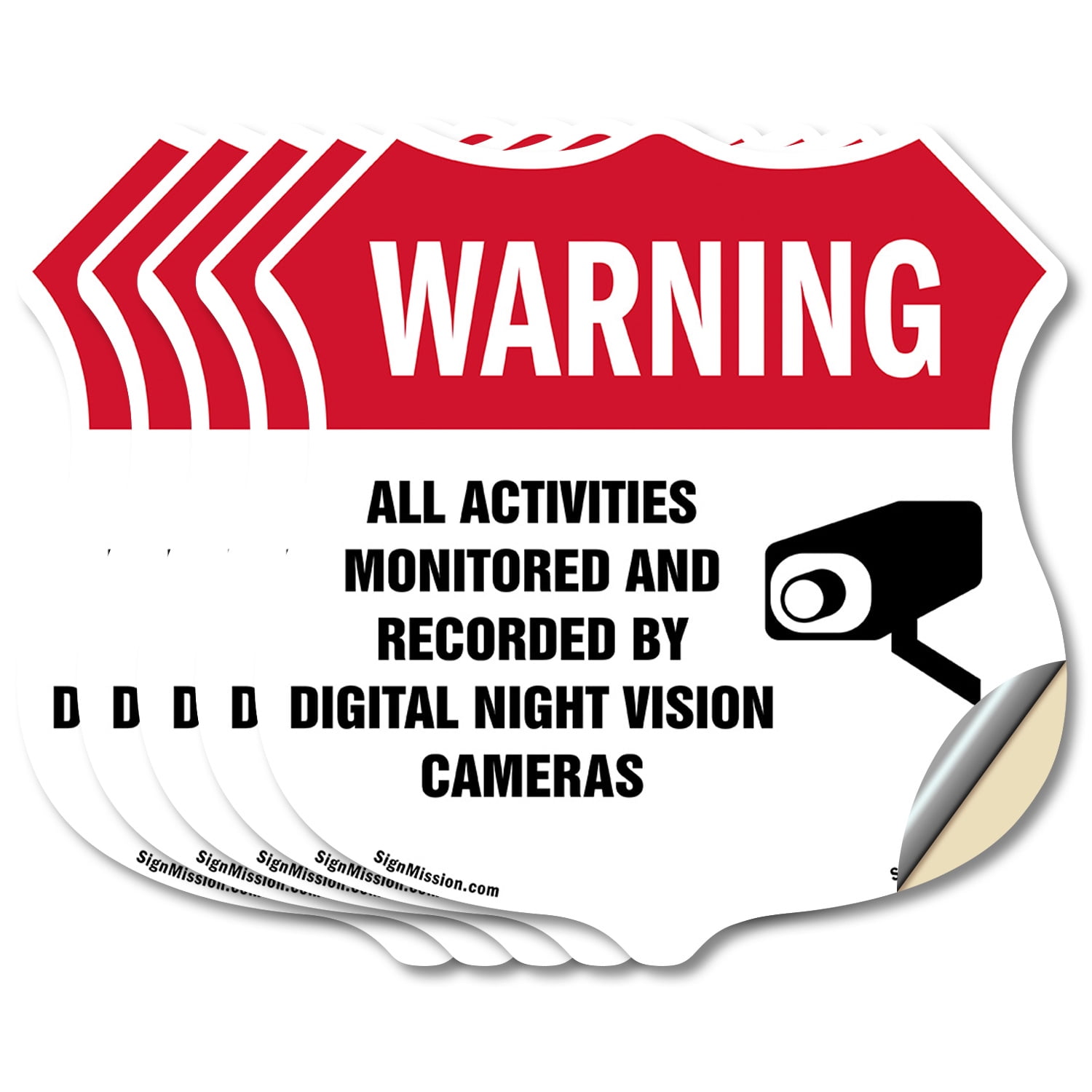 Video Surveillance Shield Label Set Warning All Activities Monitored ...