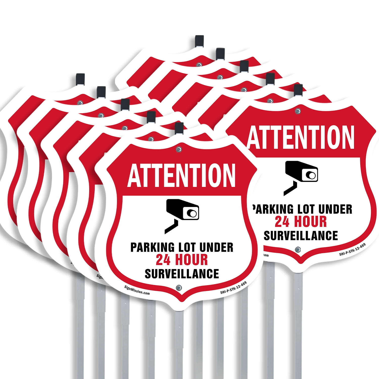 Video Surveillance Shield Sign Attention Parking Lot Under Video ...