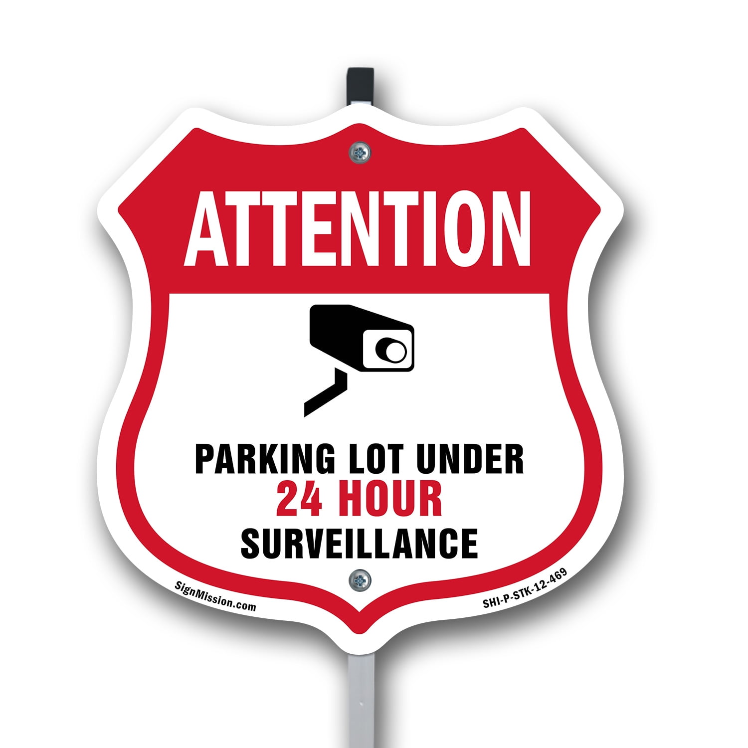 Video Surveillance Shield Sign Attention Parking Lot Under Video ...