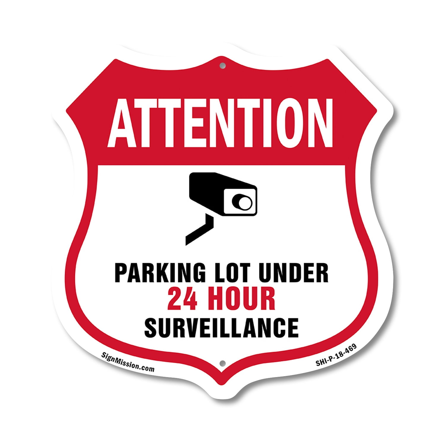 Video Surveillance Shield Sign Attention Parking Lot Under Video ...