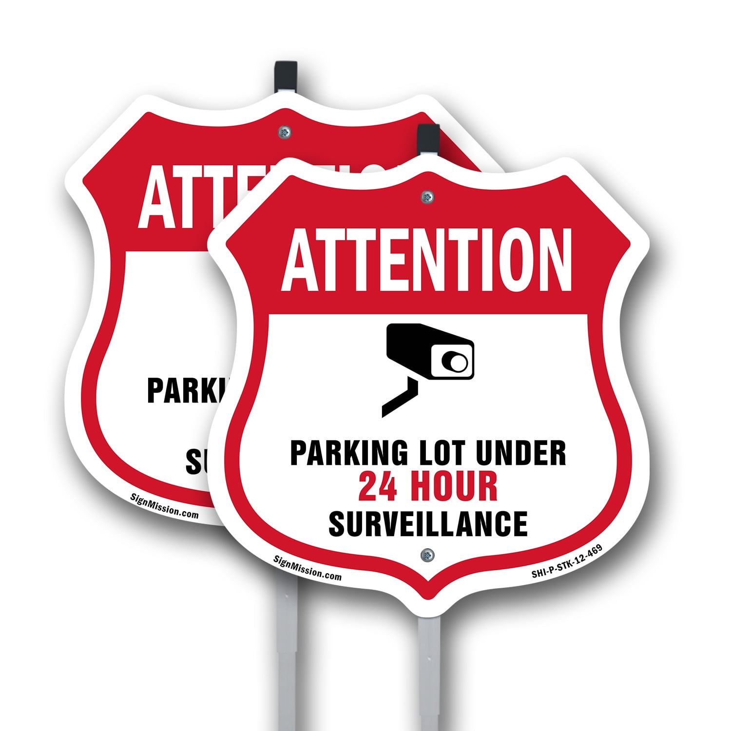 Video Surveillance Shield Sign Attention Parking Lot Under Video ...