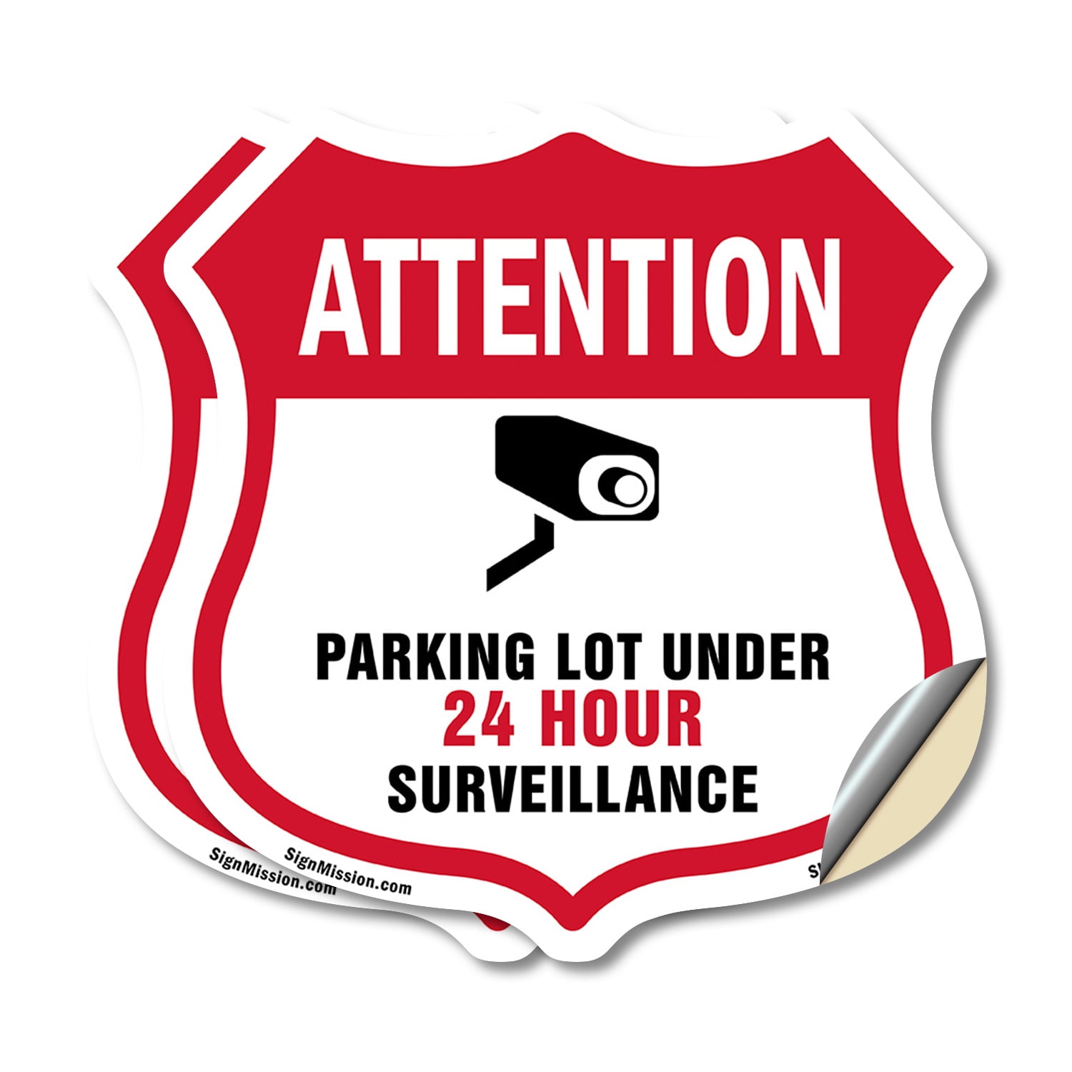 Video Surveillance Shield Sign Attention Parking Lot Under Video ...