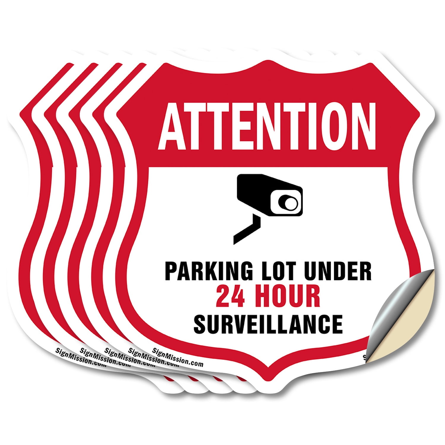 Video Surveillance Shield Sign Attention Parking Lot Under Video ...