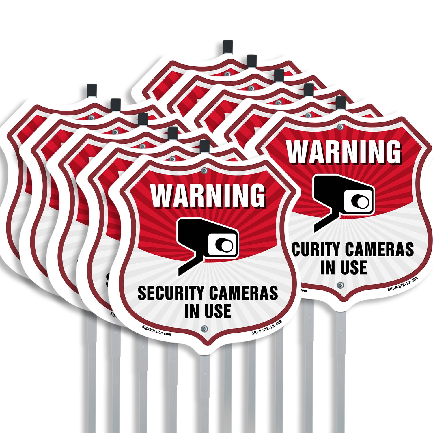 Video Surveillance Shield Sign Warning Security Cameras In Use (10 Pack ...
