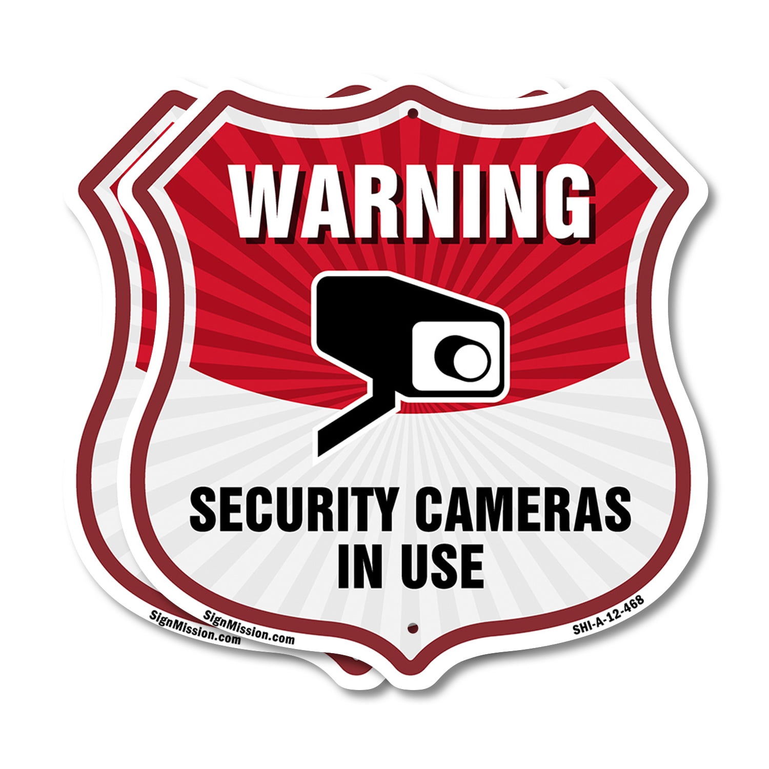 Video Surveillance Shield Sign Warning Security Cameras In Use (2 Pack ...