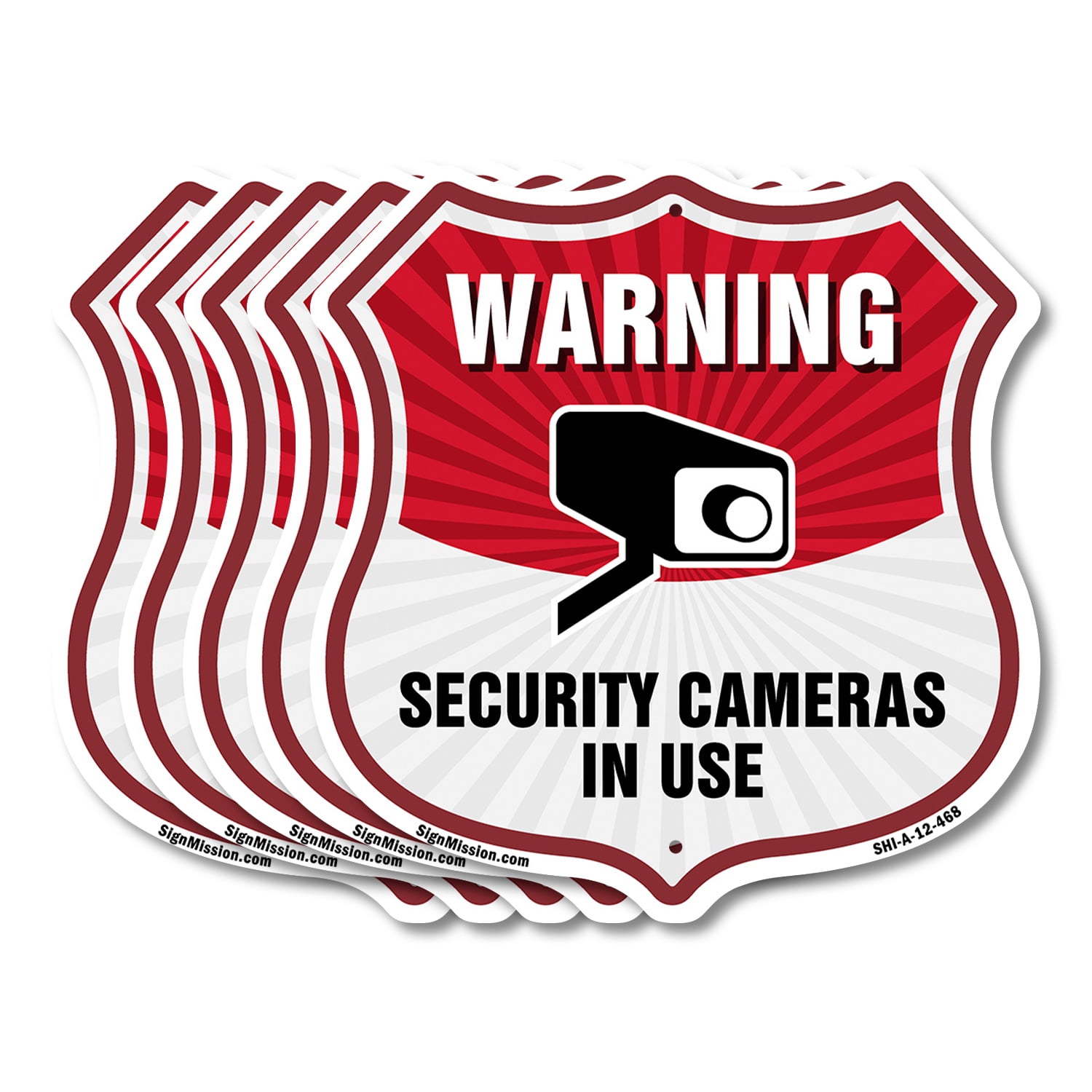 Video Surveillance Shield Sign Warning Security Cameras In Use (5 Pack ...