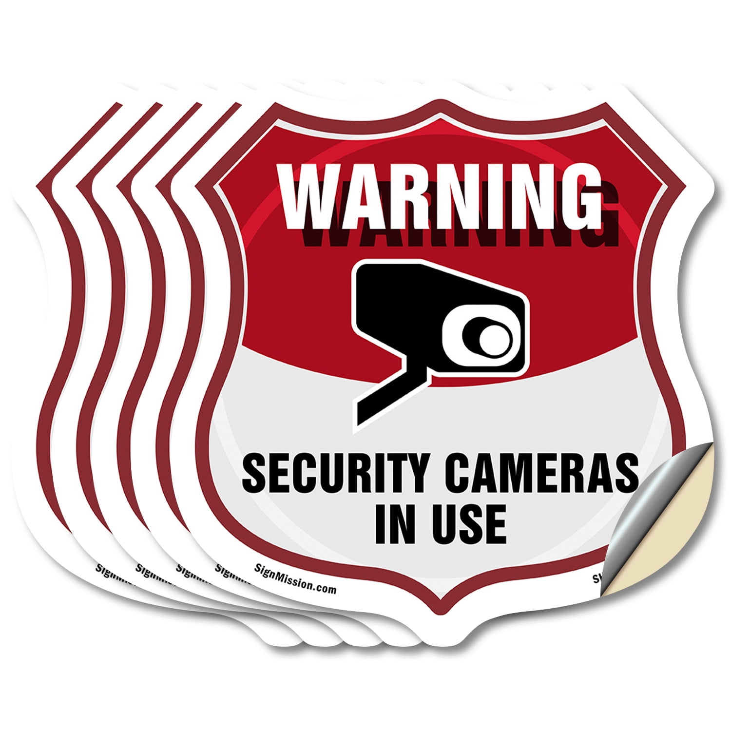 Video Surveillance Shield Sign Warning Security Cameras In Use (5 Pack ...