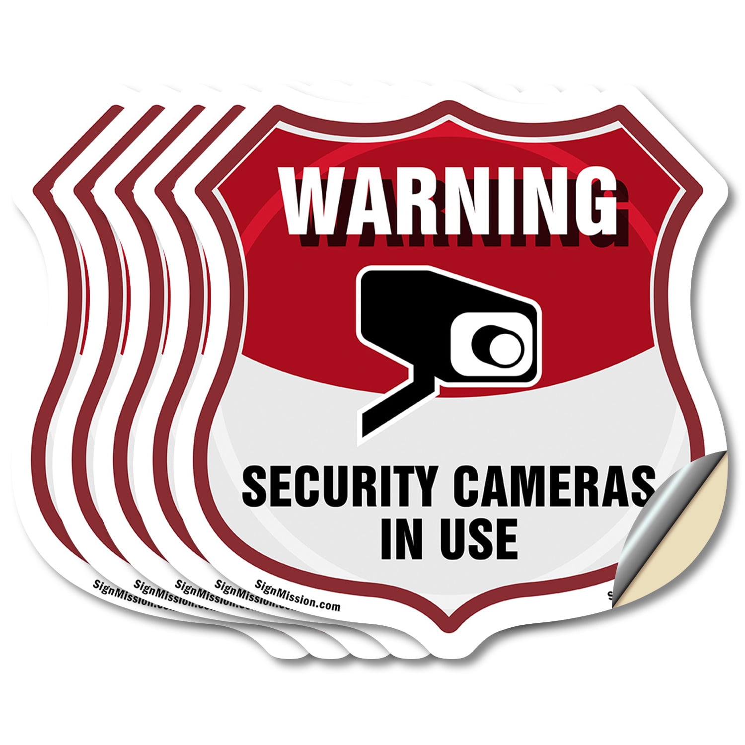 Video Surveillance Shield Sign Warning Security Cameras In Use (5 Pack ...