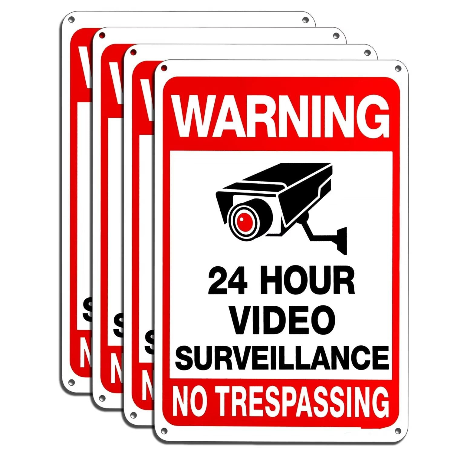 Video Surveillance Sign 2-Pack, No Trespassing Metal Reflective Warning ...