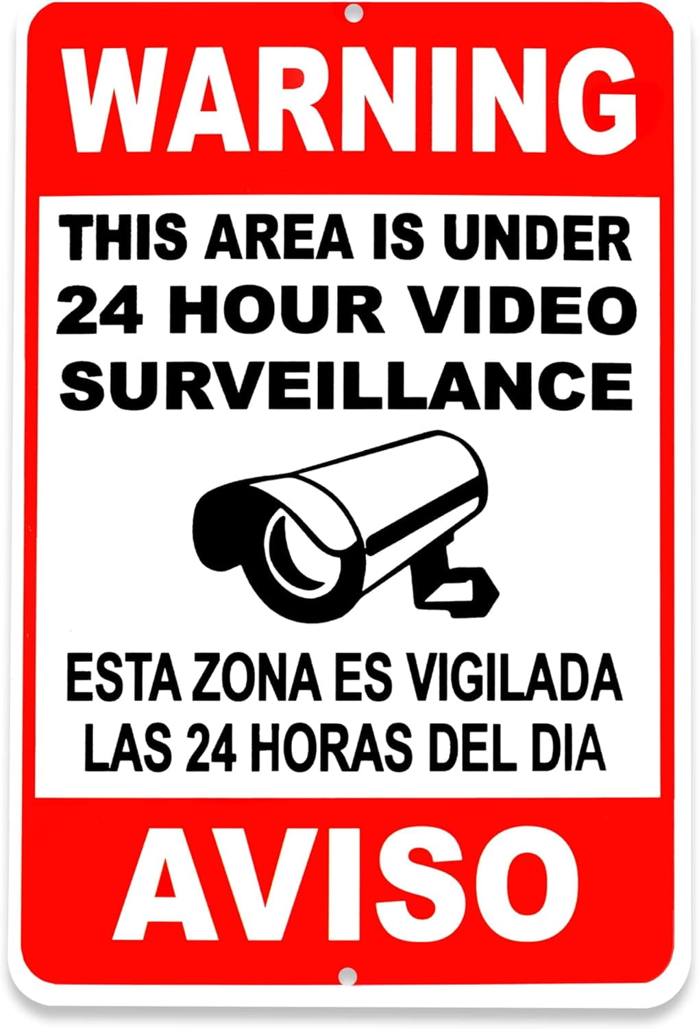Video Surveillance Sign - 8 x 12 Aluminum 24 Hour Surveillance Sign ...