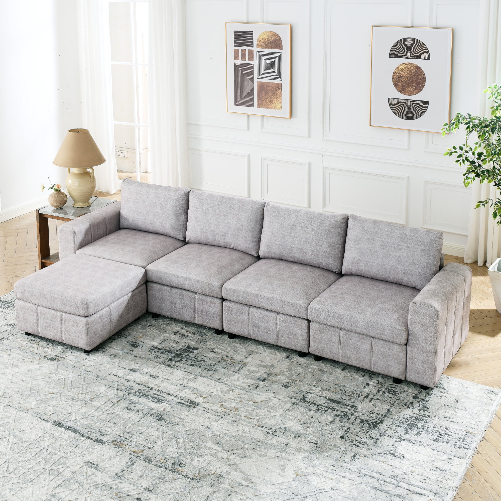 [Video]Upholstered Modular Sofa, L Shaped Sectional Sofa for Living ...