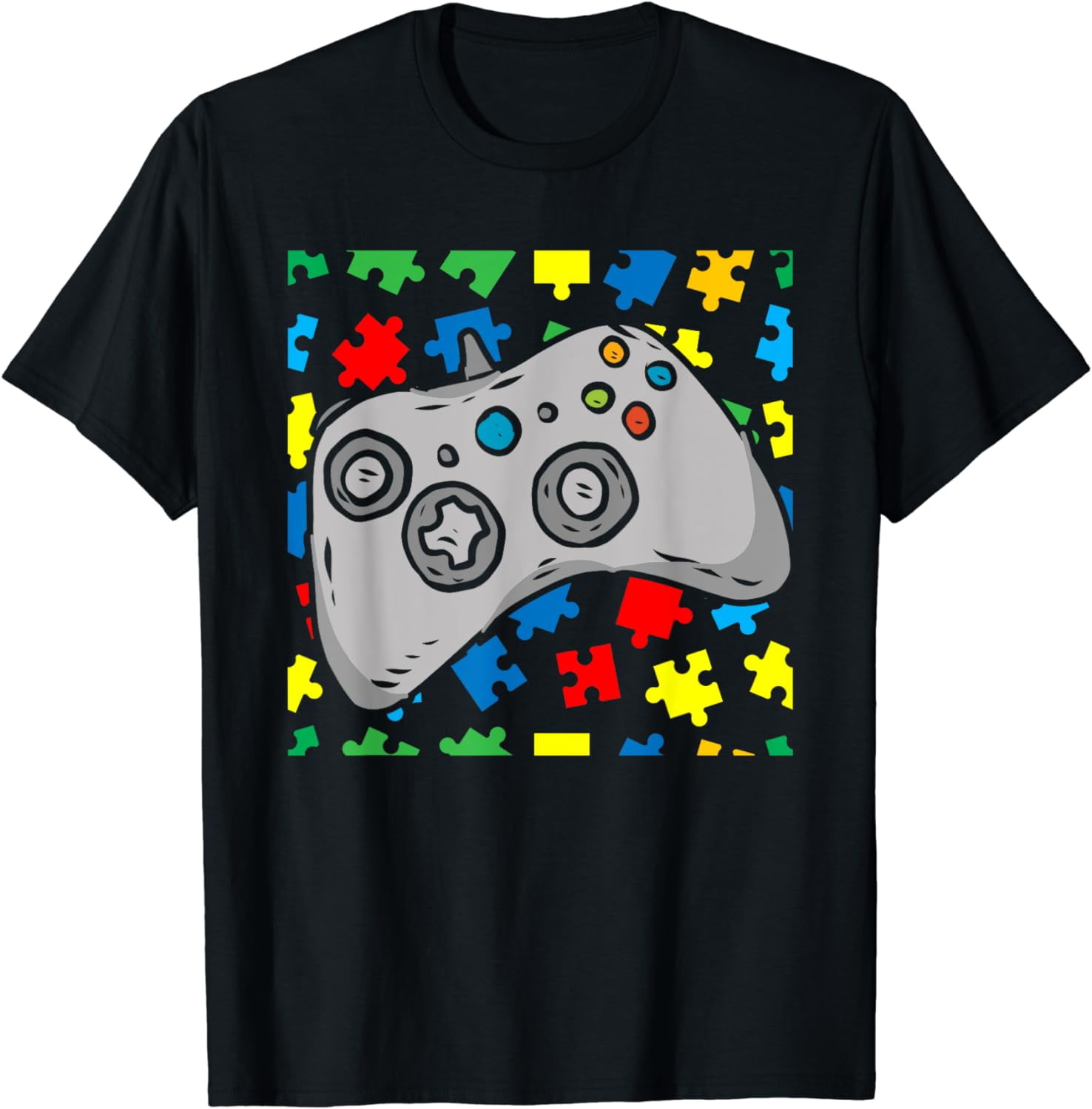 Video-game Controller Autism Awareness Puzzle Piece Gamer T-Shirt ...