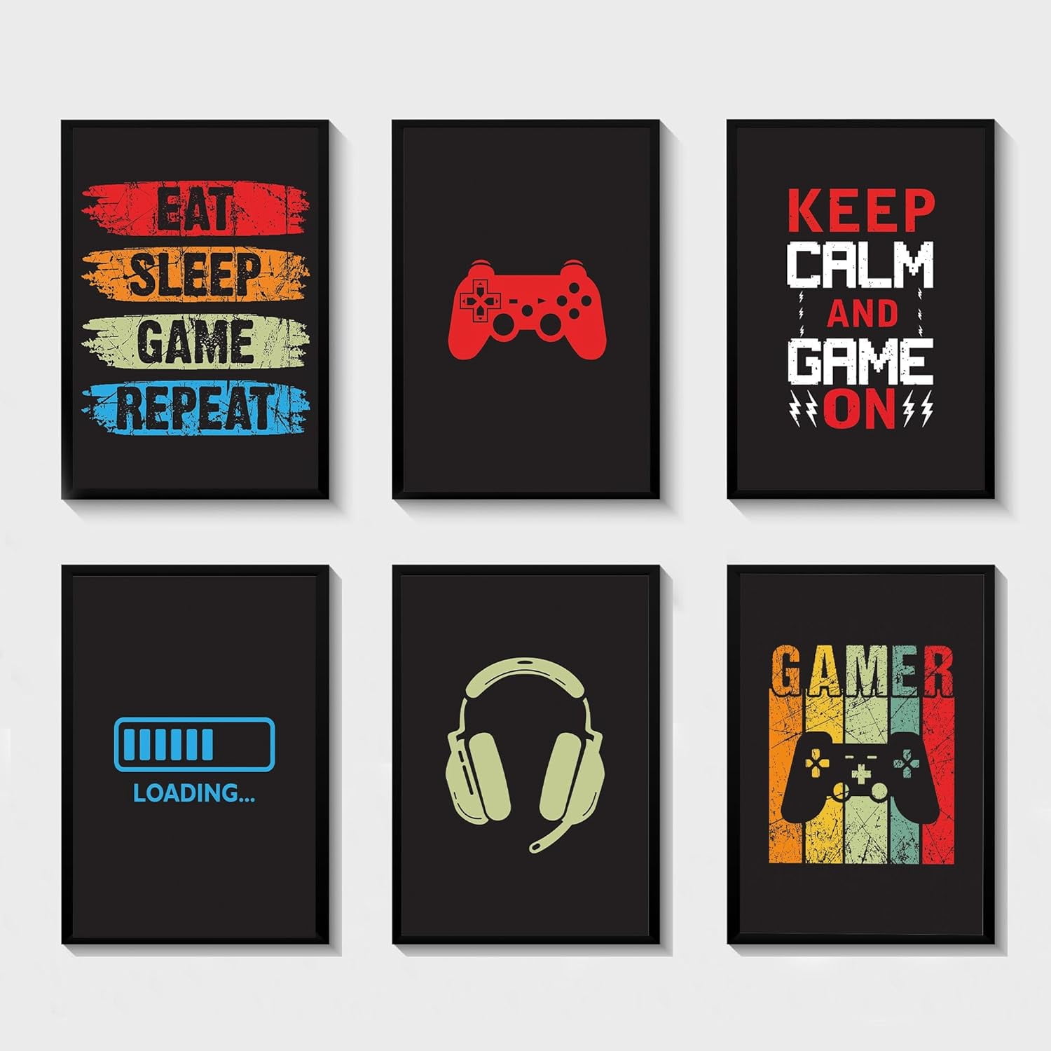 Video game art print colorful gaming themed canvas wall art neon gaming ...