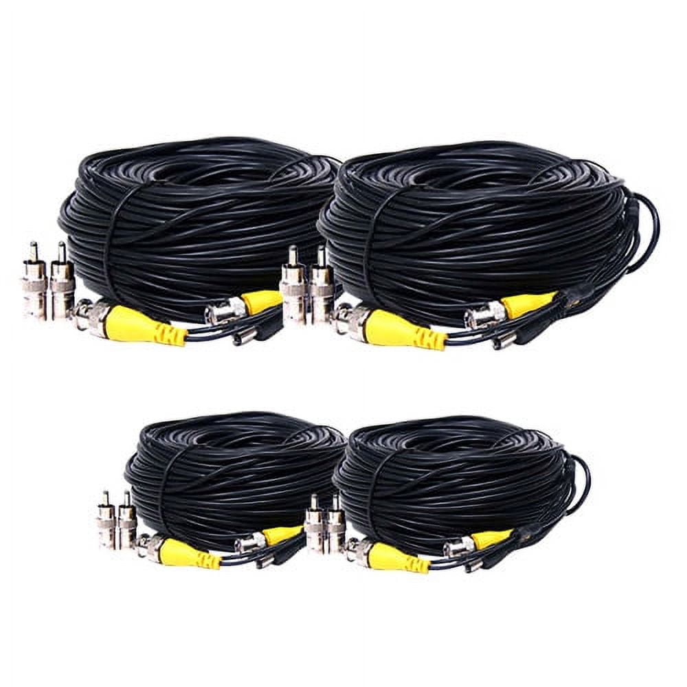 VideoSecu 2 Pack 150 Feet and 2 Pack 50 Feet BNC RCA Video Power Wires ...