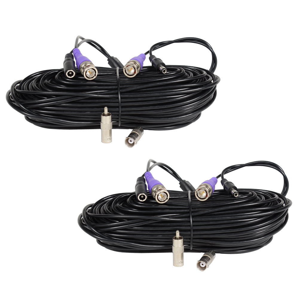 VideoSecu 2x 50ft Pre-made Connector All-in-One Extension Cable CCTV ...